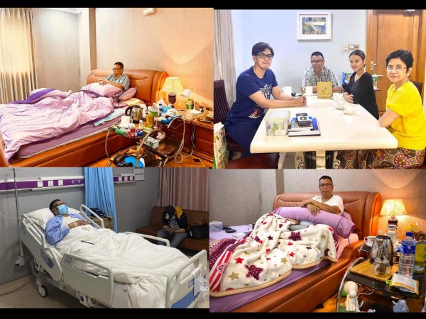 ဆေးရုံကဆင်းလာပြီး အိမ်မှာအနားယူနေတဲ့ စင်ရော်မောင်မောင်ကို သတင်းသ