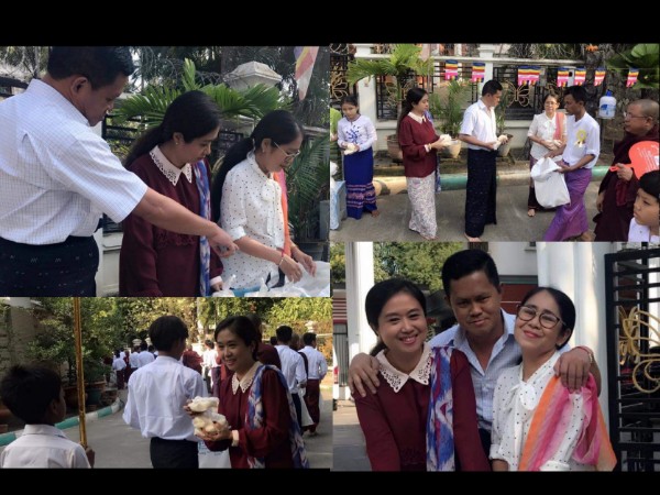 သံဃာတော် ၂၂၅ ပါးကို ဆွမ်းဆန်စိမ်းလောင်းပြီးကုသိုလ်ယူနေကြတဲ့ လင်းဇာနည်ဇော်တို့မောင်နှမတွေ