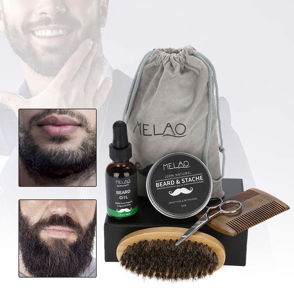 5PCS/Set Portable Men Beard Styling Shaping Cream Oil Brush Comb ...